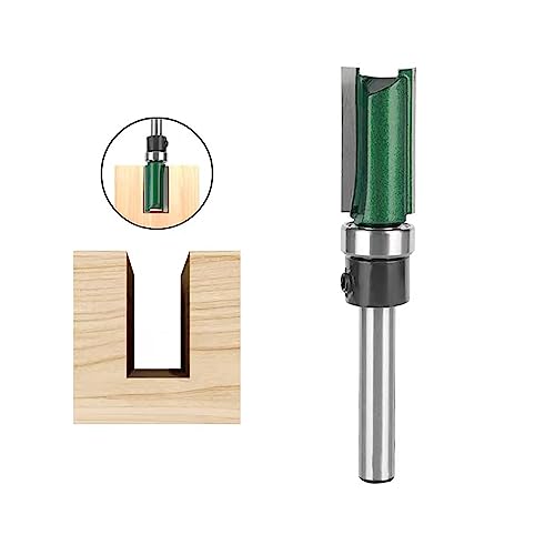 TOTOWOOD Top Bearing Flush Trim Router Bit , 4 Pcs Pattern Flush Trim Router Bit Set,1/4 Inch Shank,Cutting Height in 15/32”, 3/4”, 1”, 1-1/2”,Flush Trim Cut Router Bits (Pattern Flush Trim)