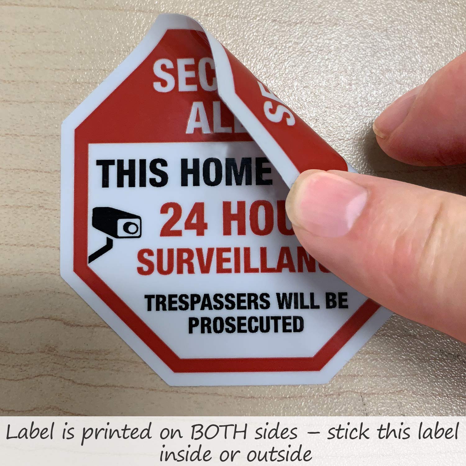 SmartSign "Security Alert - This Property Under 24 Hour Surveillance, Trespassers Will Be Prosecuted" Label Set | Double-Sided Polyester Window Decal [New]