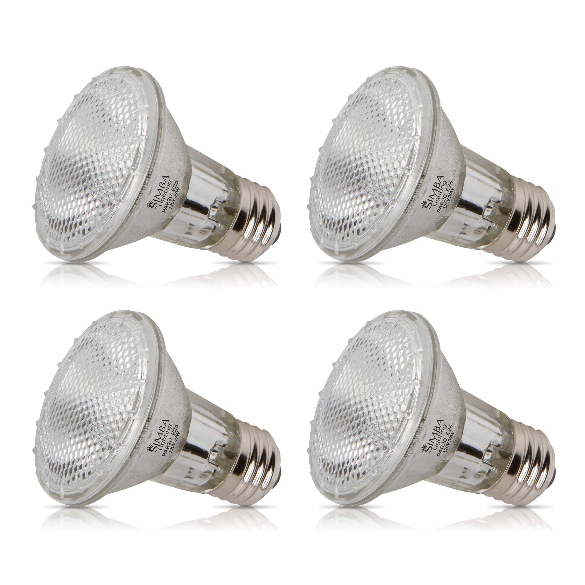 Simba Lighting 39PAR20/FL Halogen PAR20 Light Bulb 39W 30deg Spotlight Dimmable (4-Pack) for Indoor Recessed Can, Range Hood and Outdoor PAR 20, 120V E26 Base, 50W Replacement, 2700K Warm White