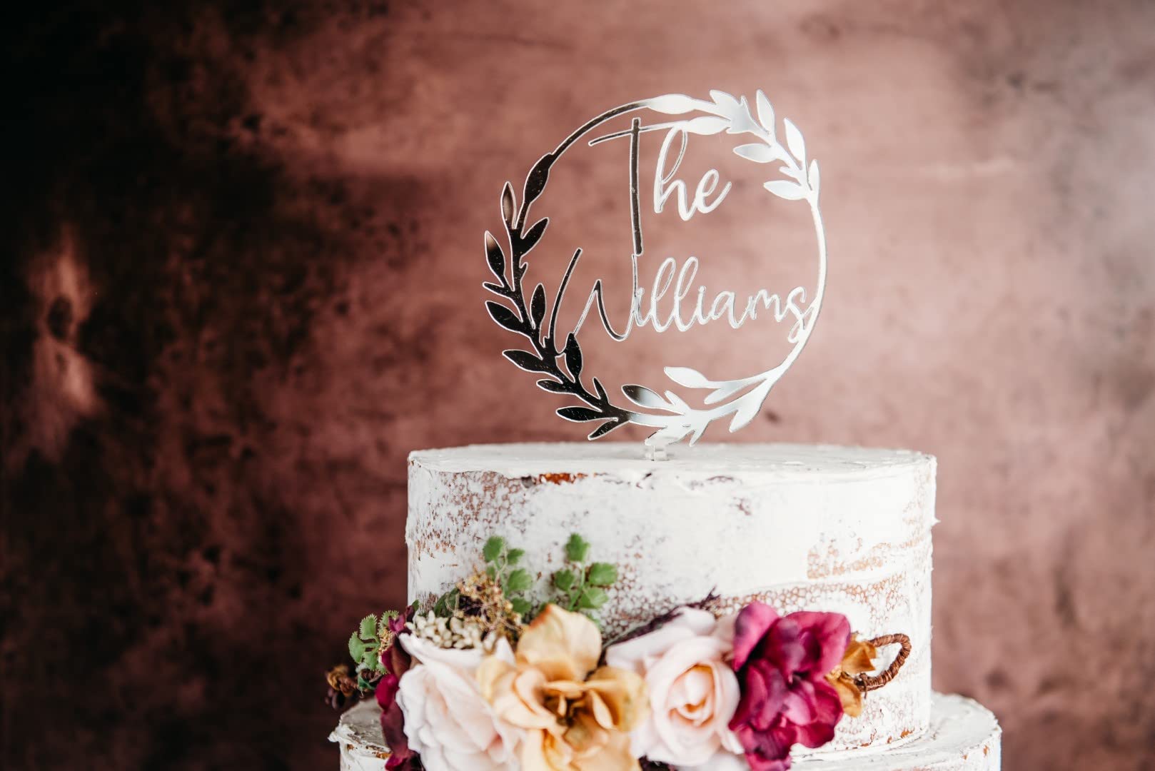 Wedding Custom Personalized Acrylic Wood Cake Topper, Hexagon, Geometric Cake Topper, Birthday Topper, Rustic Elegant Classic Cake Toppers