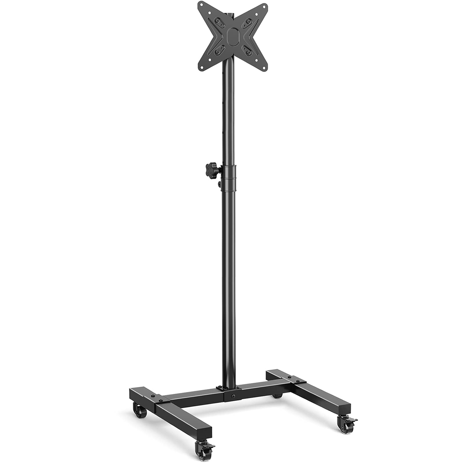 Rfiver Rolling Floor TV Stand with Mount for 13-43 Inch Flat Screen/Curved TVs, Portable Mobile TV Cart Display Stand with Wheels and Height Adjustable, Black