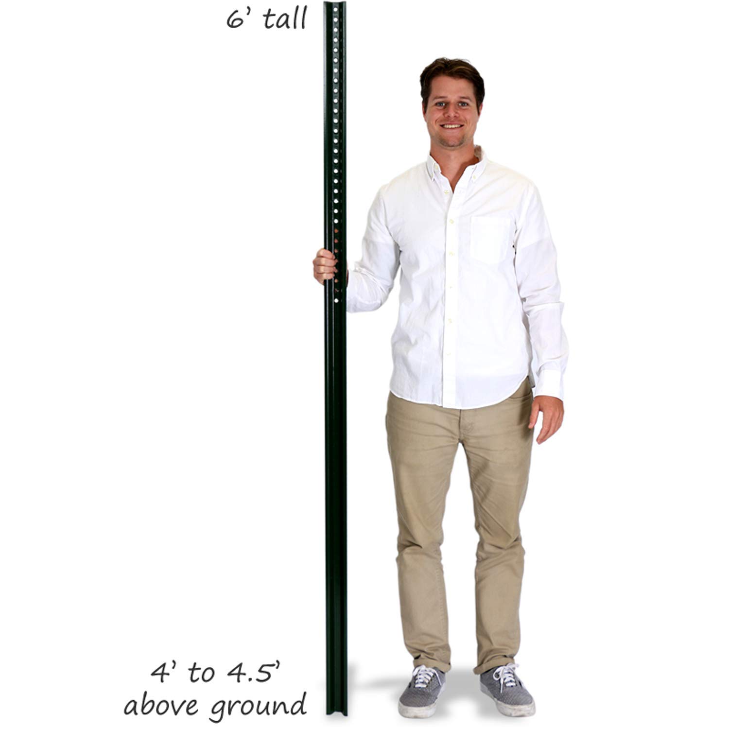 SmartSign U-Channel Sign Post, Medium Weight | 6' Tall Baked Enamel Steel Post - Pack of 5