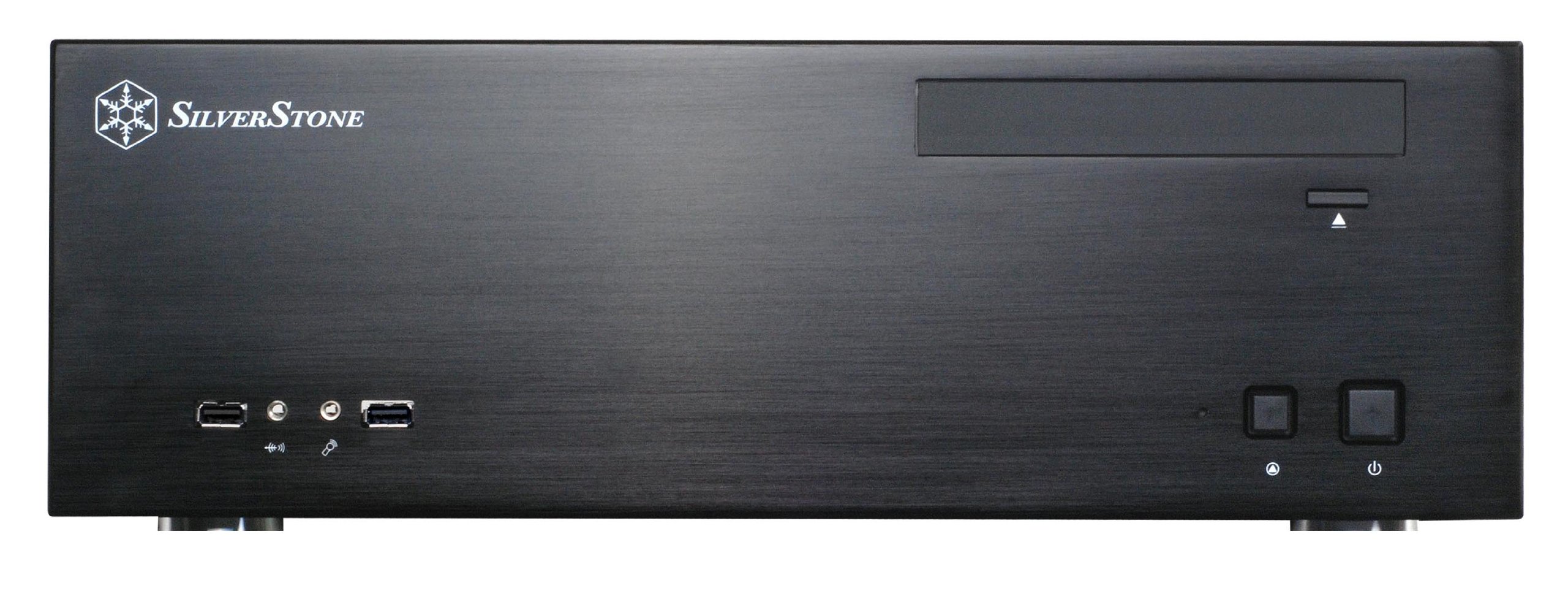 SilverStone Technology Aluminum Front Panel and SECC Body Micro ATX HTPC Computer Case with 2X USB3.0 Front Ports Cases in Black GD04B-3.0-USA