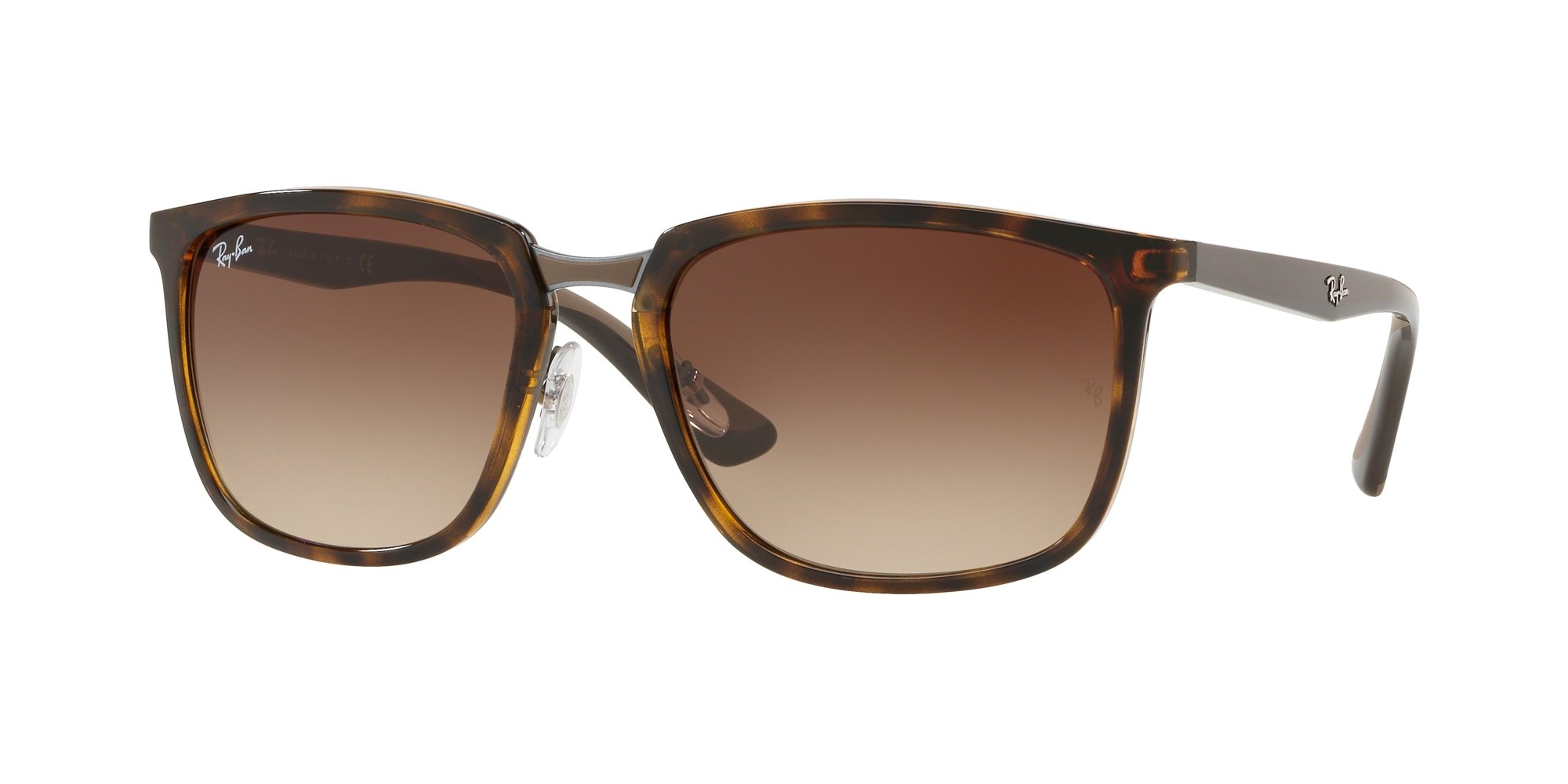 Ray-Ban Men's Rb4303 Polarized Rectangular Sunglasses, Light Havana/Brown Gradient, 57 mm