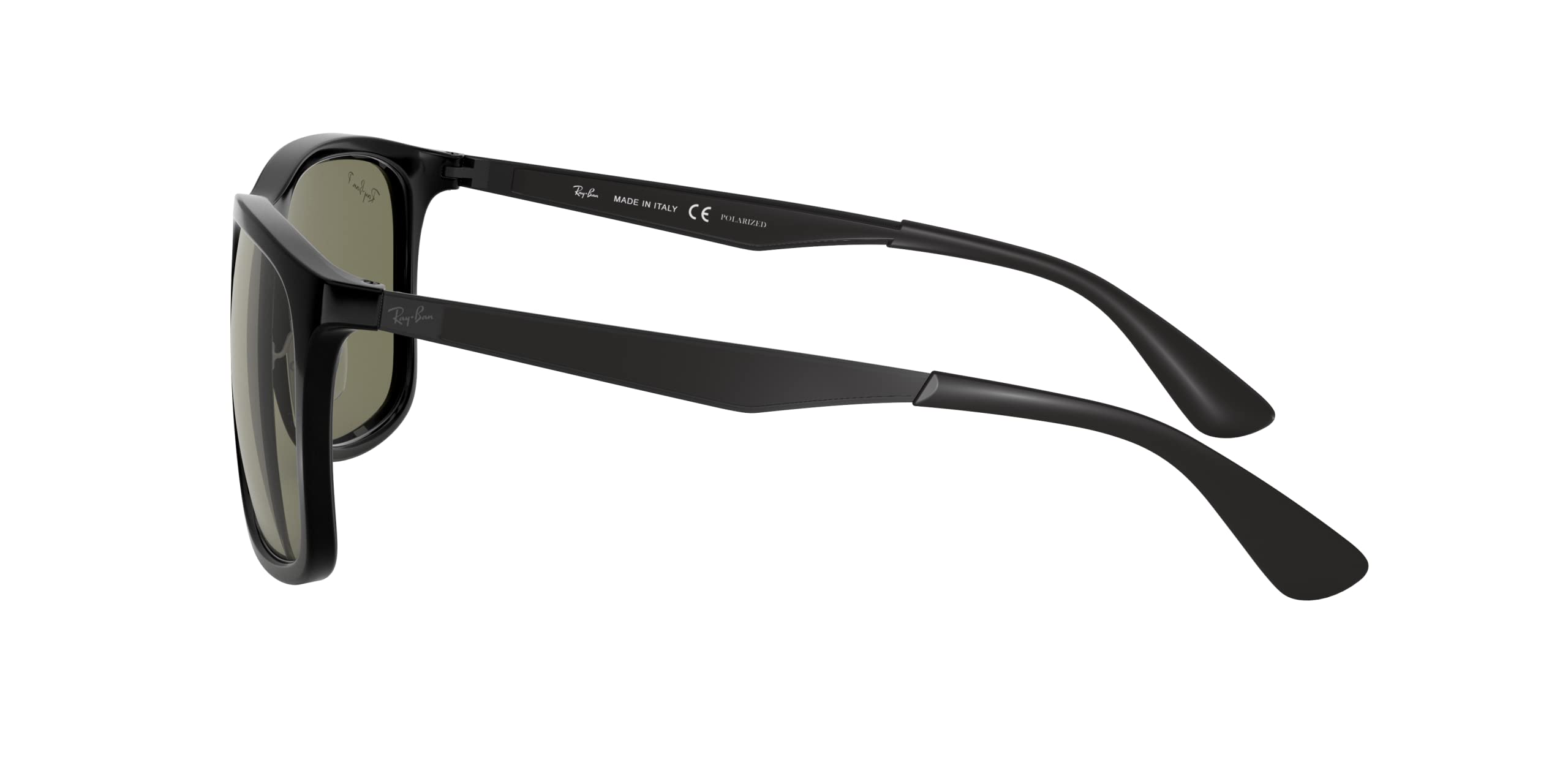 Ray-Ban Men's RB4313 Square Sunglasses, Black/Polarized Green, 58 mm