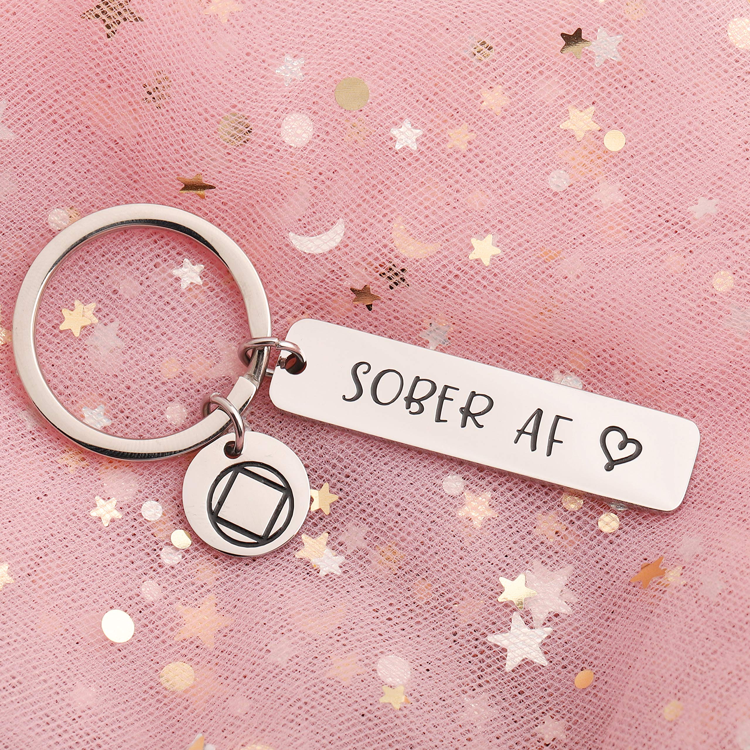 TGBJE Sobriety Gifts Sober AF Keychain AA gift Addiction Recovery Inspirational gift (NA gift)