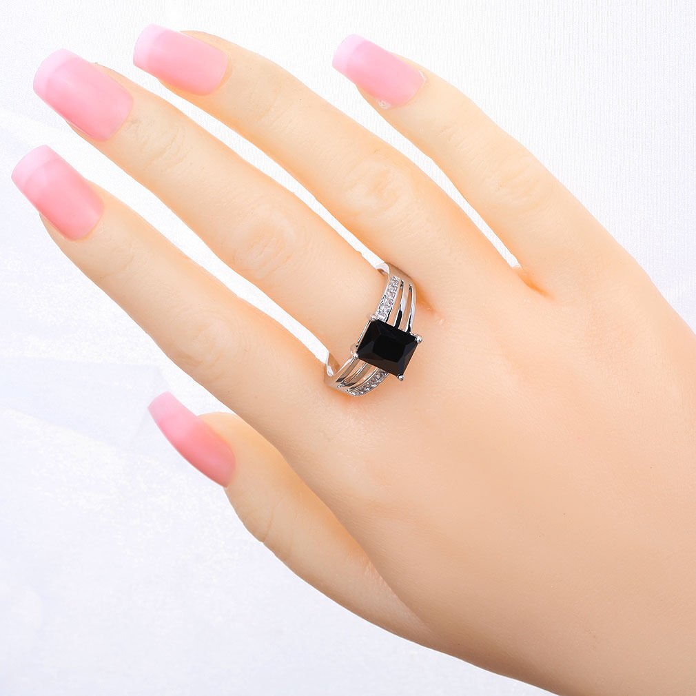 Psiroy 925 Sterling Silver Plated Radiant Shaped Created Pink Topaz Filled Promise Ring Size 6