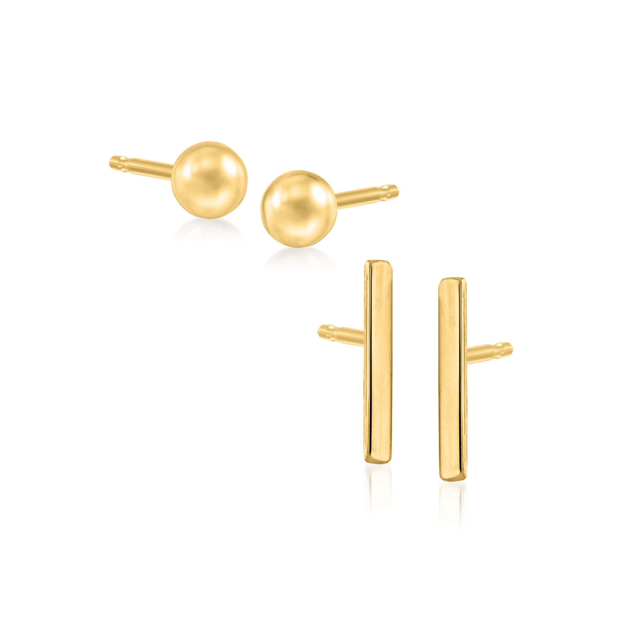RS Pure by Ross-Simons 14kt Yellow Gold Jewelry Set: 2 Pairs Of Stud Earrings