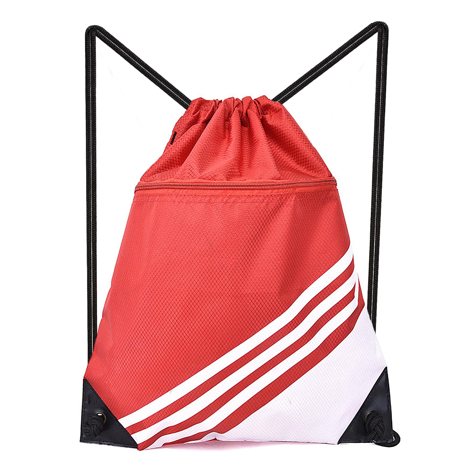 Qoosea Drawstring Backpack, Water Resistant Sports Gym Sackpack with Zipper, Large Capacity Drawstring Bag for Sports Travel Storage, Lightweight String Cinch Backpack for Women Men (Yellow)