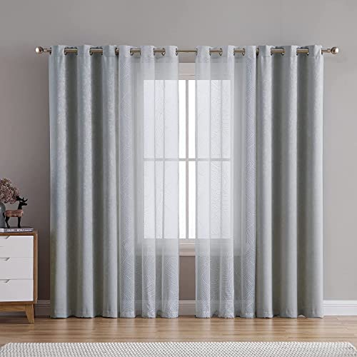 VCNY Home - Panels, 4-Piece Curtain Set with 2 Sheer & 2 Blackout Panels with Metal Grommet Top, Stylish Home Decor (Hudson Grey, 76" x 96")