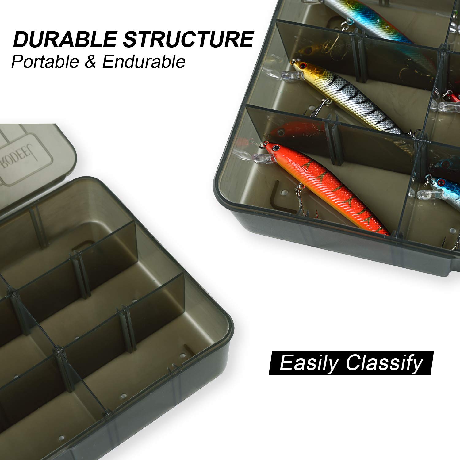 Rodeel 4 Pieces Tackle Tray,Plastic Box, Plastic Storage Organizer Box with Removable Dividers