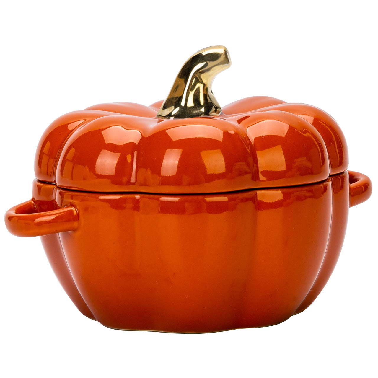 YUMUO Pumpkin Not-Stick Ceramics Dish,Fashion Creative Tableware Dessert Fruit Soup Bowl with Lid,for Cooking & Serving Orange