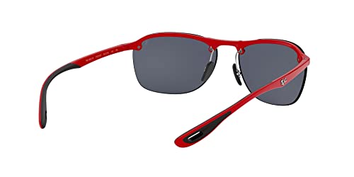 Ray-Ban RB4302M Scuderia Ferrari Collection Square Sunglasses, Red/Dark Grey, 62 mm