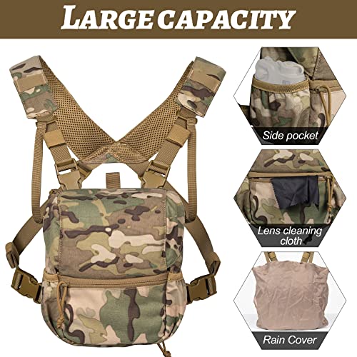 VISMIX Binocular Harness, Adjustable Binocular Harness Chest Pack with Rain Cover for Hunting Hiking Shooting