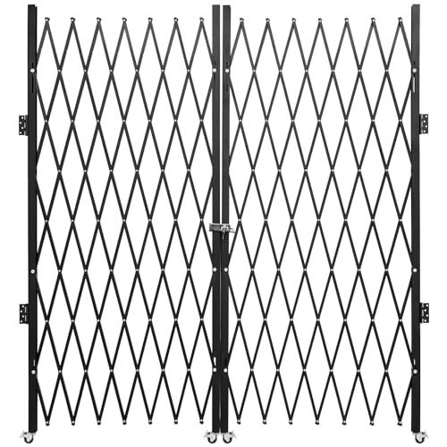 VEVOR Double Folding Security Gate, 63.39" H x 122" W Folding Door Gate, Steel Accordion Security Gate, Flexible Expanding Security Gate, 360° Rolling Barricade Gate, Scissor Gate or Door with Keys