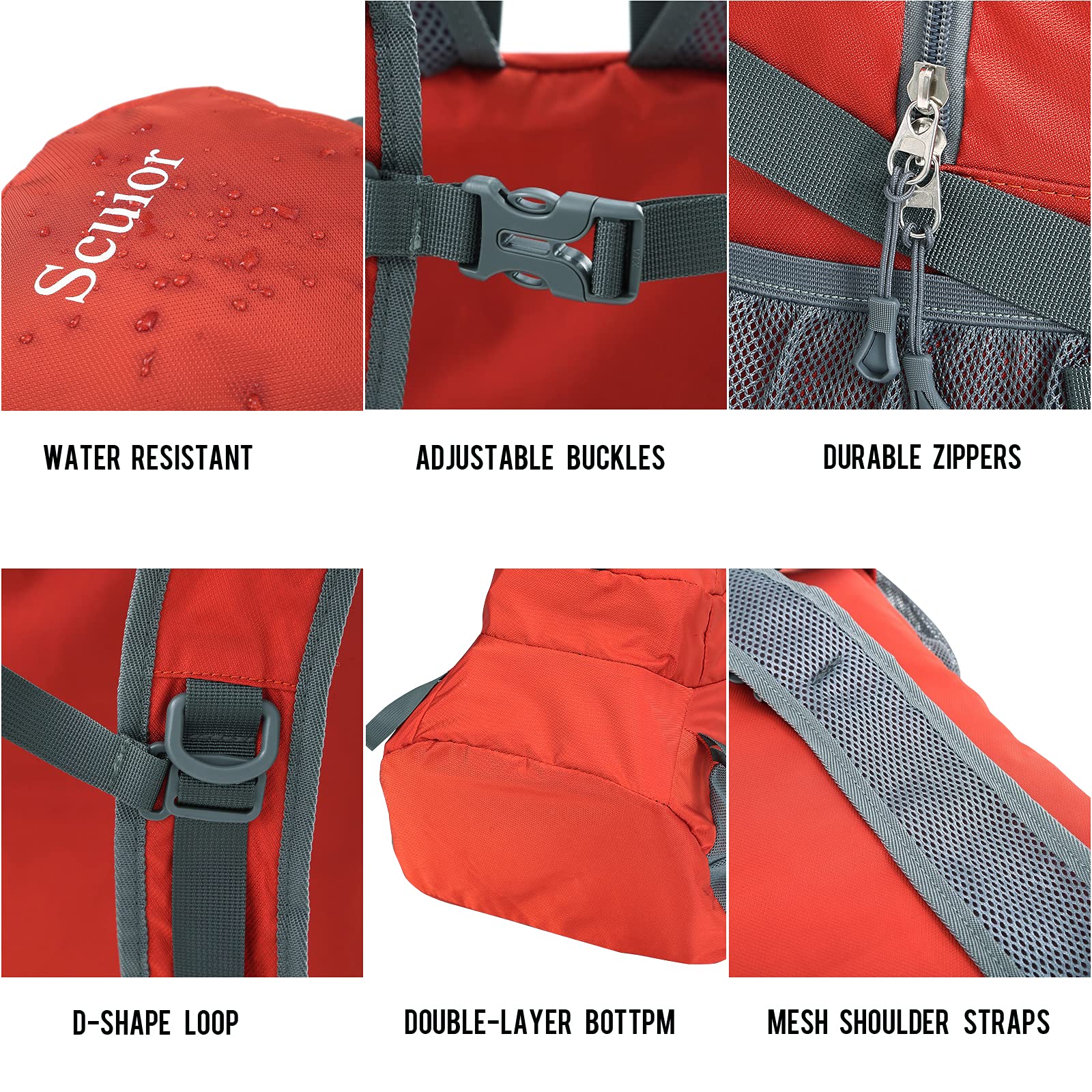 Scuior 40L Packable Hiking Daypacks,Waterproof Travel Camping Foldable Outdoor Hiking Backpack For Women Men (Grey)