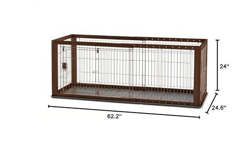Richell Expandable Pet Crate with Floor Tray, Small, Dark Brown
