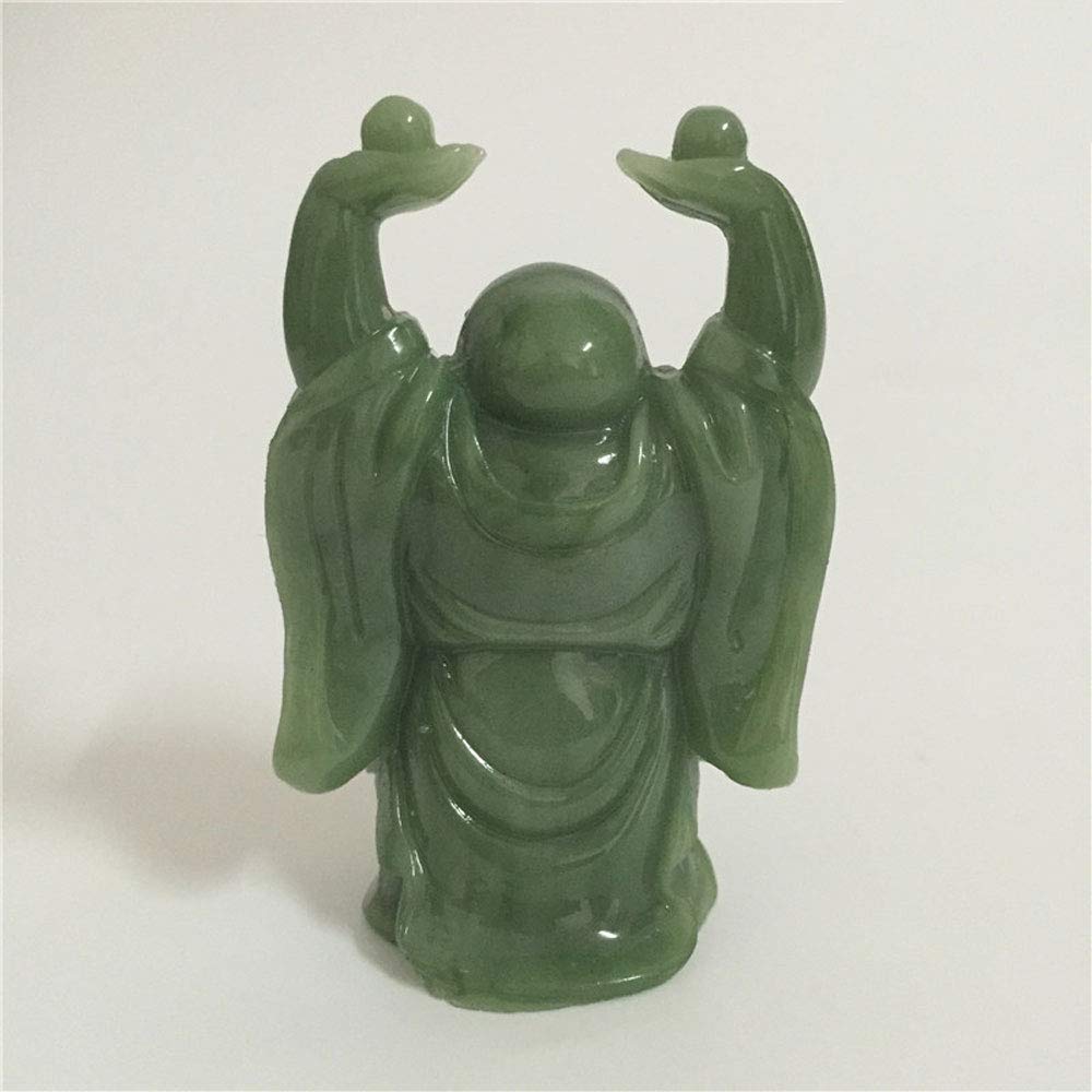 QWERWEFR Chinese Happy Maitreya Buddha Statue Sculpture Man-Made Jade Stone Home Garden Decoration Lucky Laughing Buddha Statues Figurine