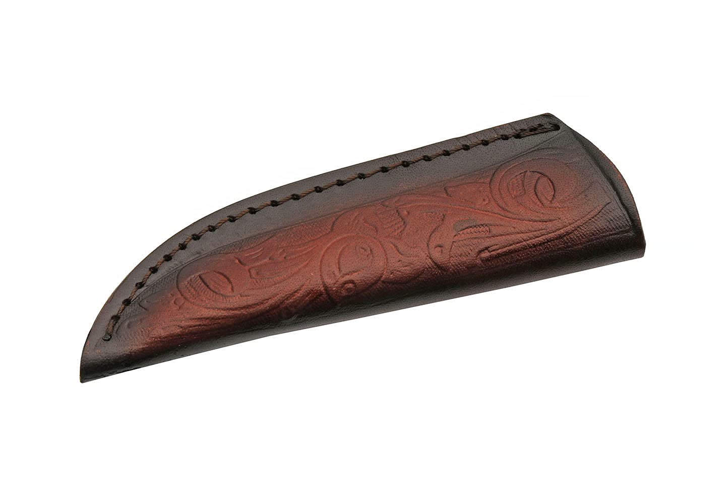 Szco Supplies 7.5" Horn/Turquoise Handle Damascus Steel Outdoor Hunting Knife with Sheath