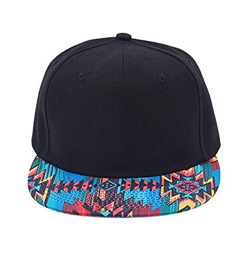 Quanhaigou Fashion Wavy Grain Print Cotton Adjustable Snapback Hats Unisex Hip-Hop Flat Bill Baseball Cap
