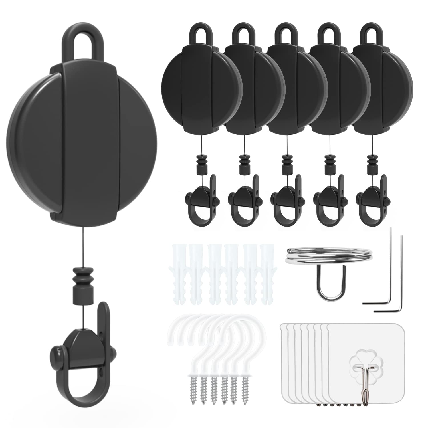 VeeR VR Cable Management Compatible for Quest 2 Link Cable Cord Suspension VR Ceiling Pulley System for Quest/Rift S/Valve Index/HTC Vive/PSVR VR Pulley VR Accessories - 6 Packs Black