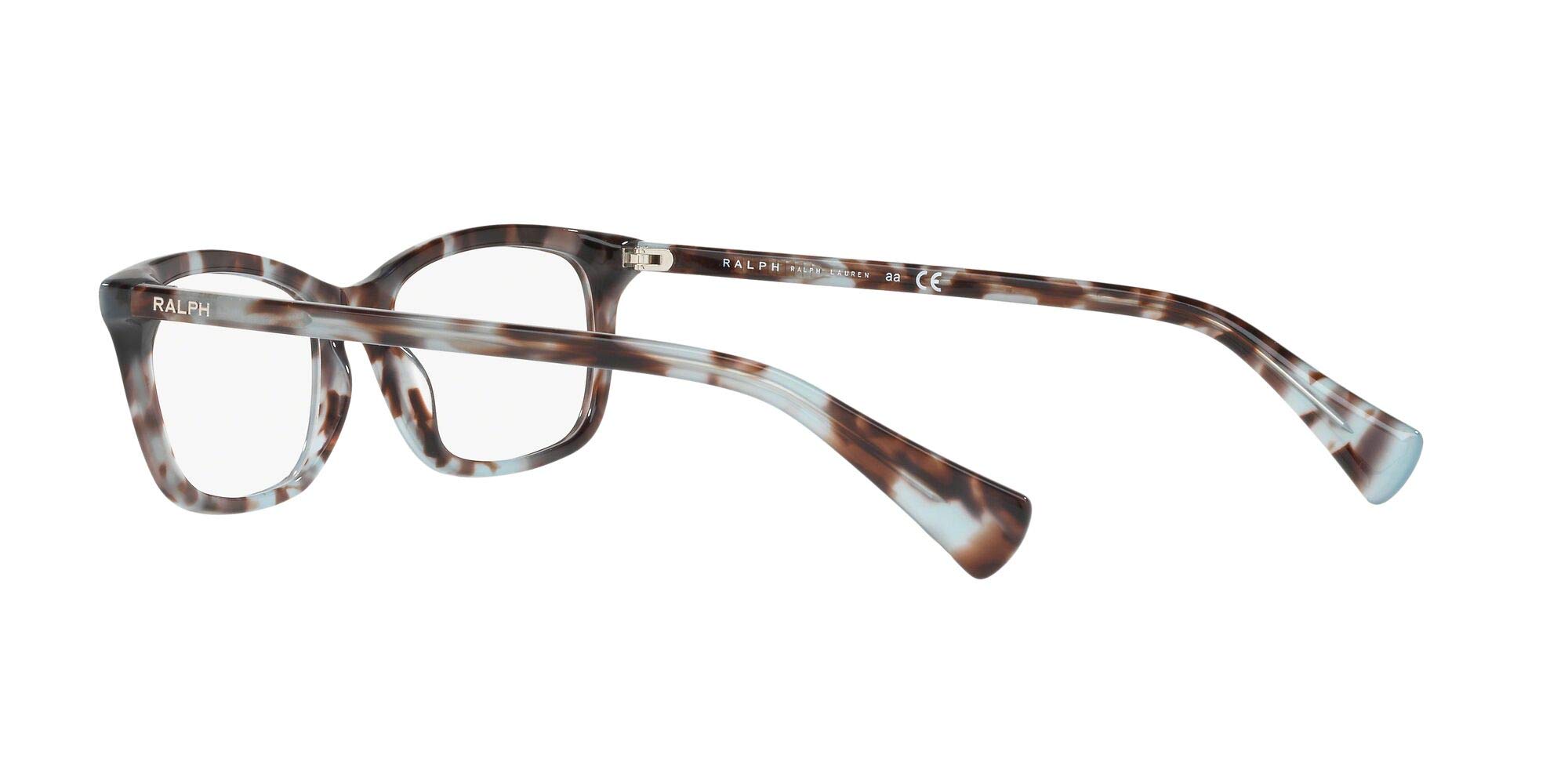 Ralph by Ralph Lauren Women's RA7089 Rectangular Prescription Eyewear Frames, Shiny Blue Tortoise/Demo Lens, 53 mm