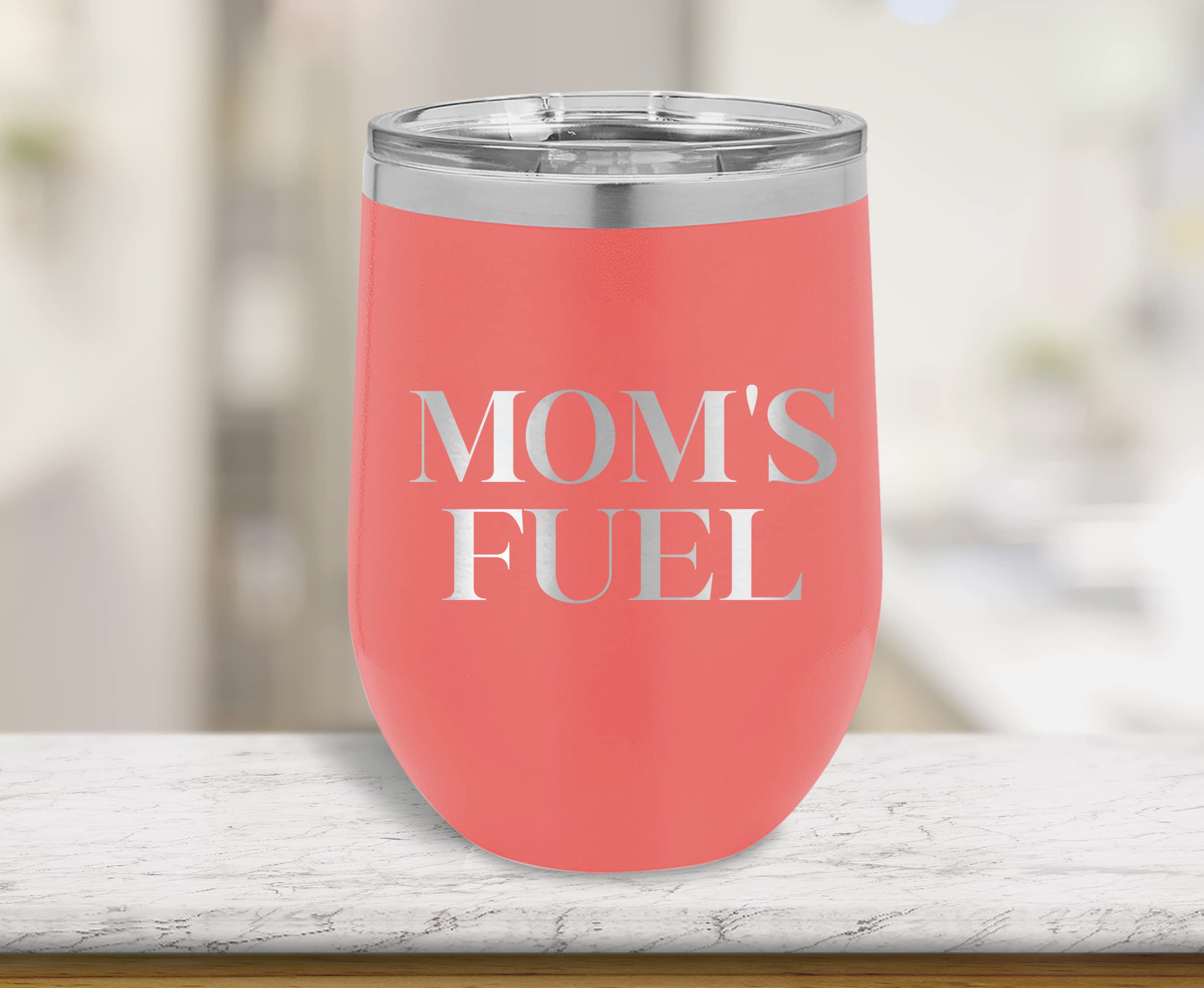 TEEAMORE Personalized Stemless Wine Cup 12oz Add Your Text Name Stainless Steel Vacuum Insulated Wine Tumbler With Lid Coral