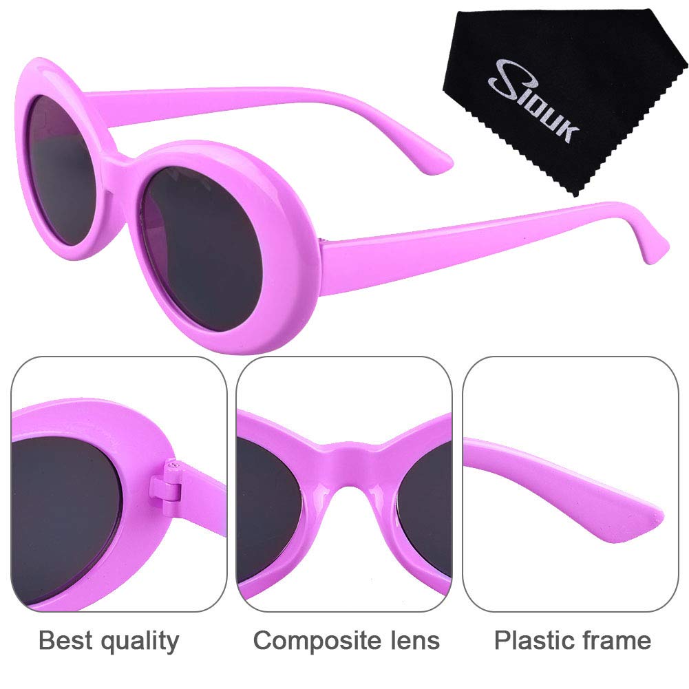SIQUK 8 Pairs Clout Oval Goggles Retro Kurt Mod Sunglasses (Bonus: 1 Pc Cleaning Cloth)