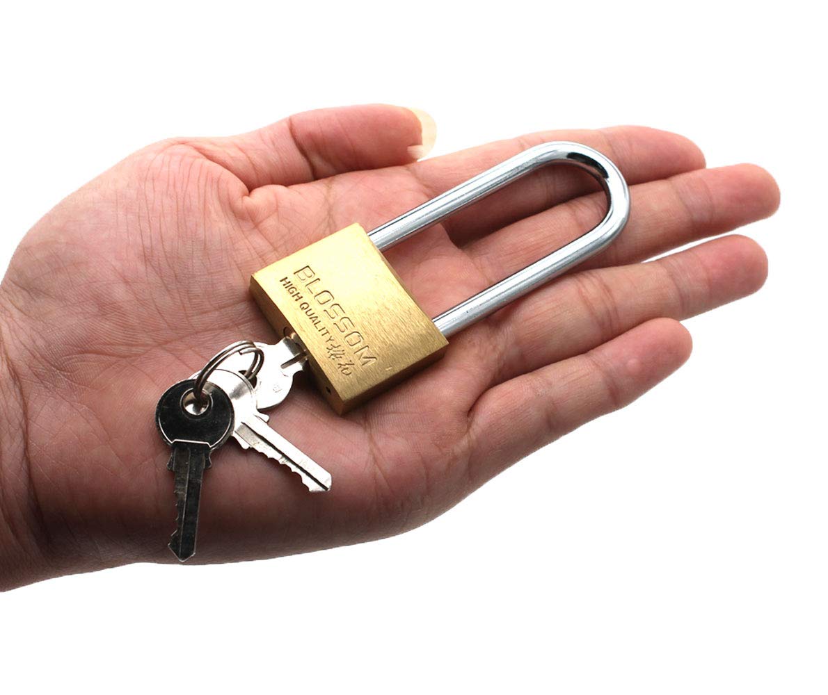 Solid Long Beam Brass Padlocks Type Different - Waterproof Rust-Proof Door Lock Long Beam Lock Student Drawer Hardened Steel Shackle, with Key Padlock, Drawer, Gym, Cabinet, Warehouse, School, car,