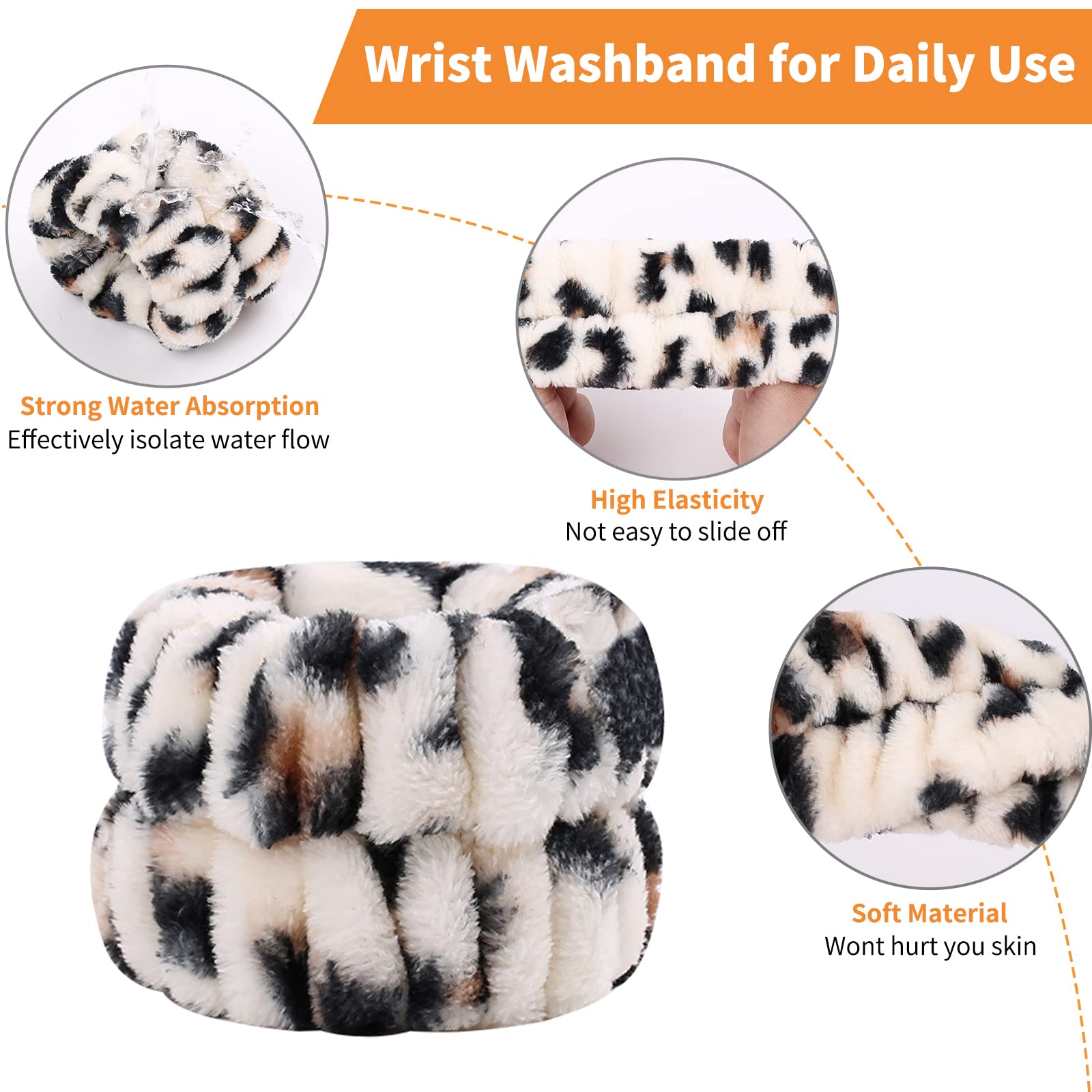 Yukago Headband and Wristband Set for Washing Face Keep Water from Running Down Your Arms 5 Pack