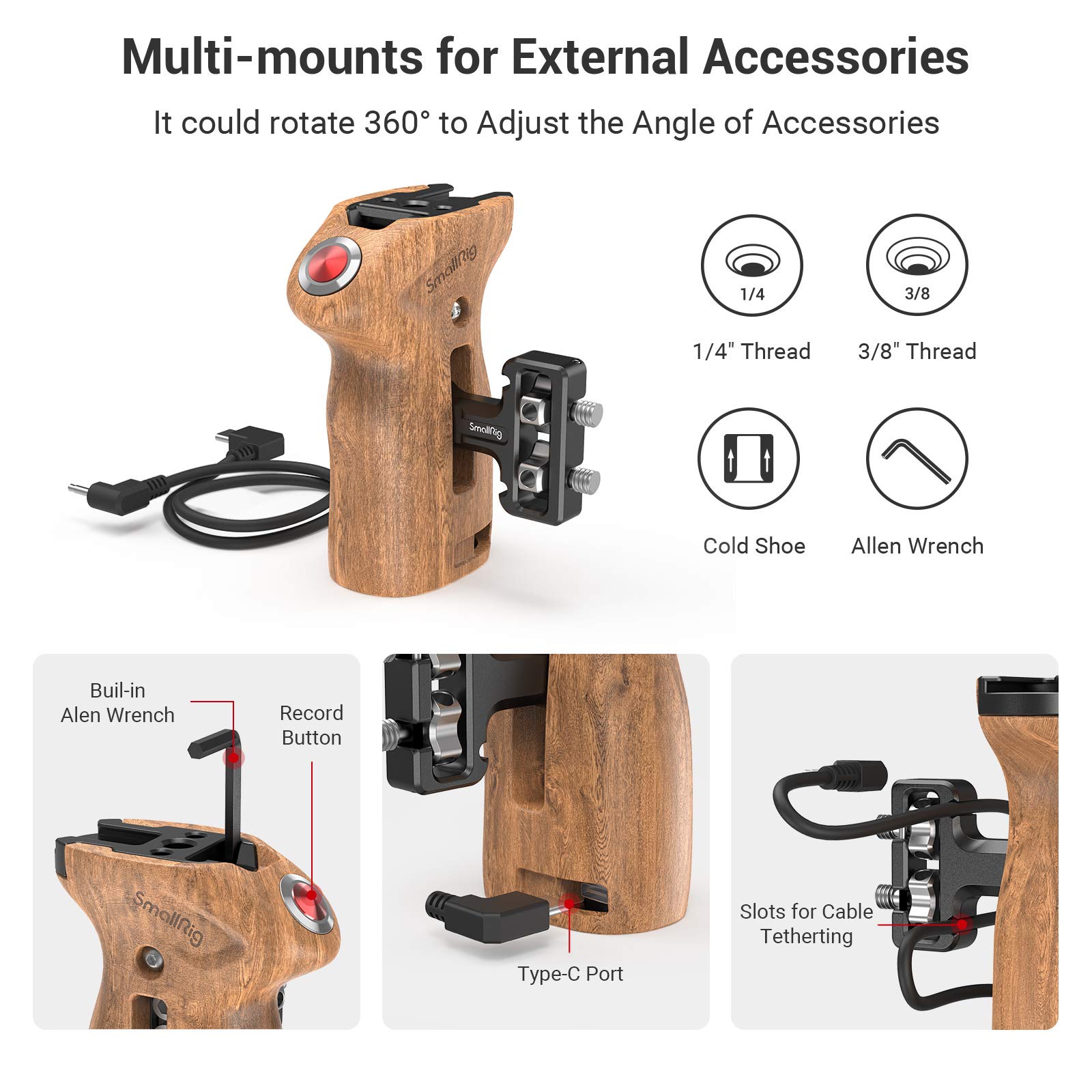 SmallRig Side Handle with Remote Trigger for Panasonic and for Fujifilm Mirrorless Cameras 2934