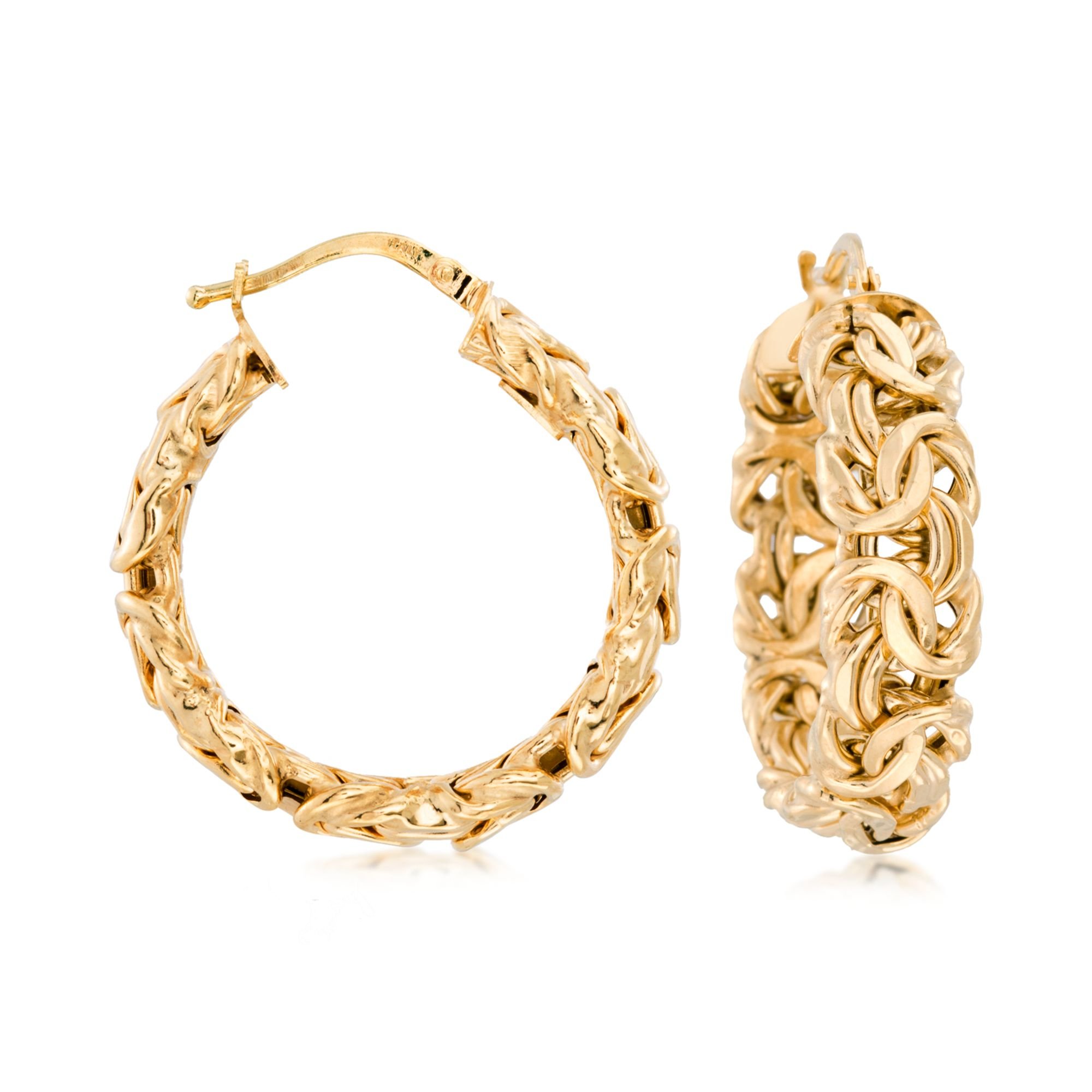 Ross-Simons Italian 14kt Yellow Gold Byzantine Hoop Earrings