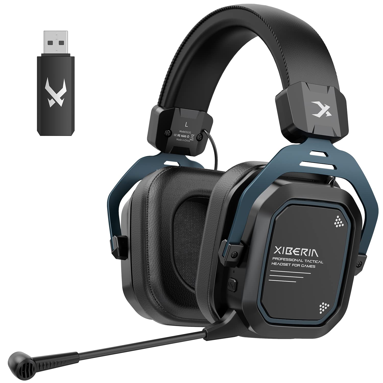 XIBERIA S11 Wireless Gaming Headset for PC,PS5,PS4 with Noise Cancelling Microphone,5.8GHz Anti-Interference Surround Sound,Ultra-Low Latency,Lightweight