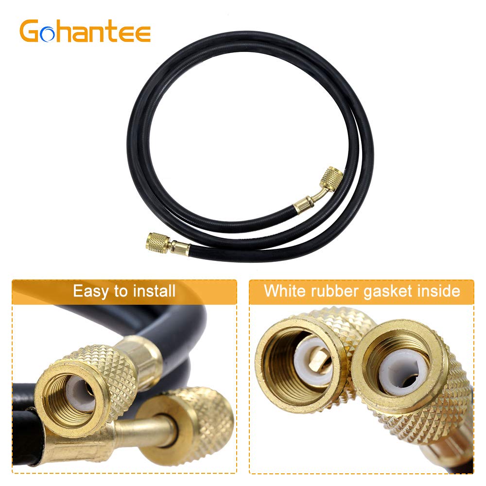 R410A AC Refrigerant Charging Hoses, 59“ HVAC Charging Hose with 1/4’’ SAE Female Flare, 800PSI Working Pressure for R410A R22 R134A R12 R502 Air Condition System Maintenance
