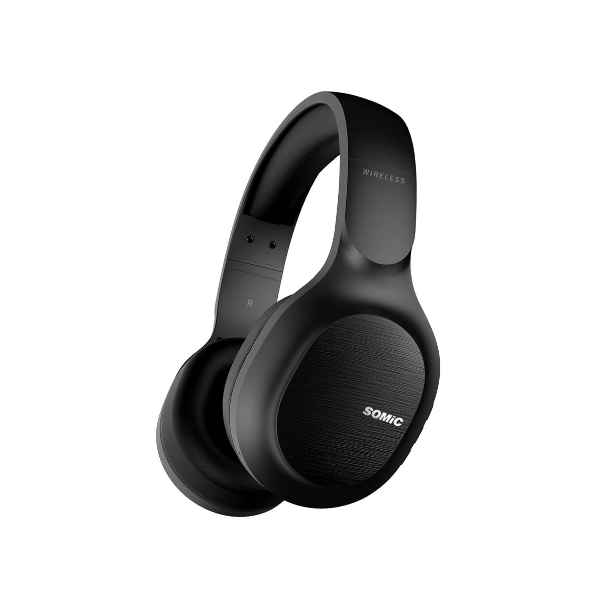 SOMIC Wireless Bluetooth Headphone with HI-FI Stereo, Soft Memory-Protein Earmuffs, 72H Playtime Over Ear Headset, Detachable Cat Ear On-Ear Headphones for Travel/Work/Class/Office MS300 Black
