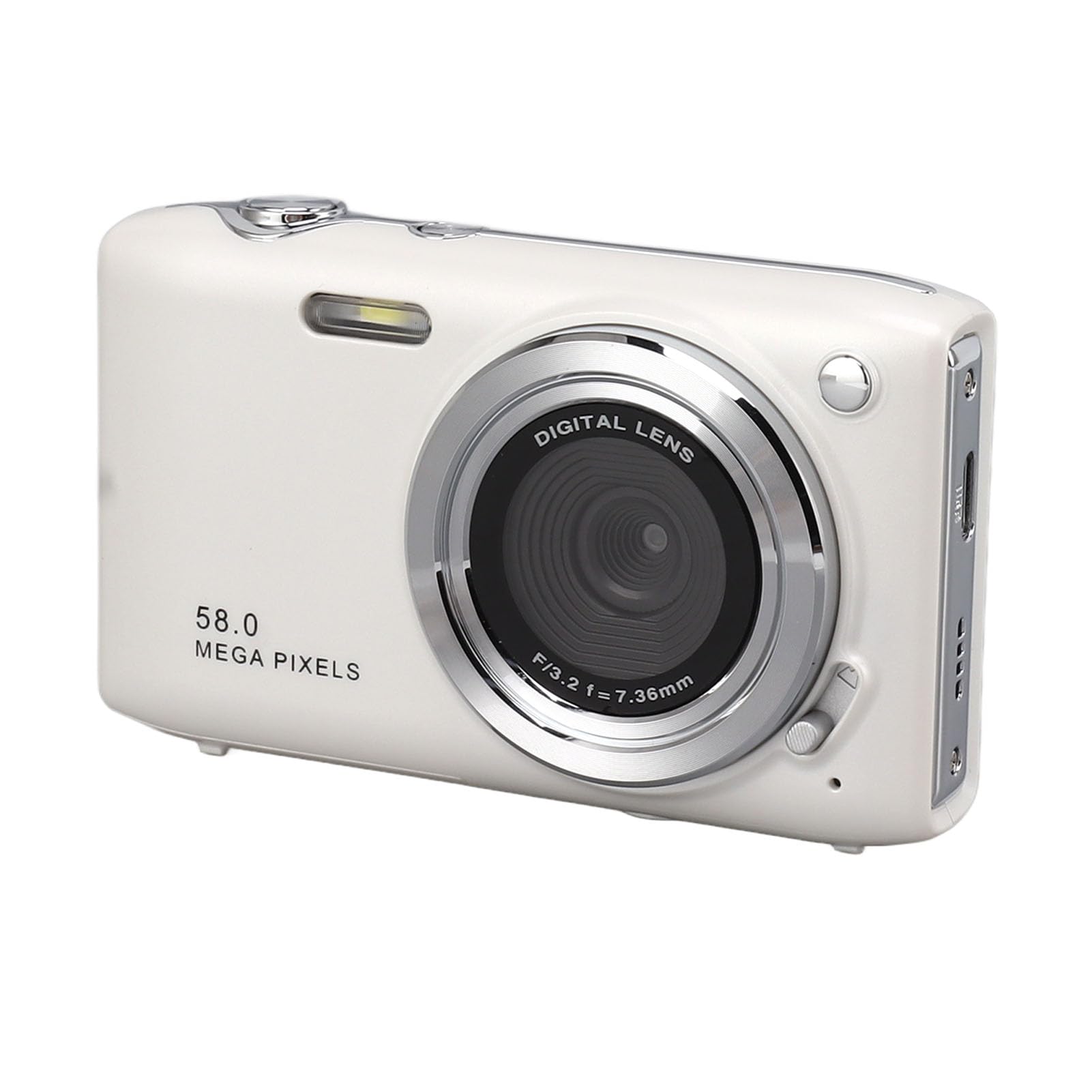 Teens Small Camera, 58MP Slim and Lightweight Automatic Beauty Mode 4K Digital Camera Automatic Exposure Autofocus for Travel (White)