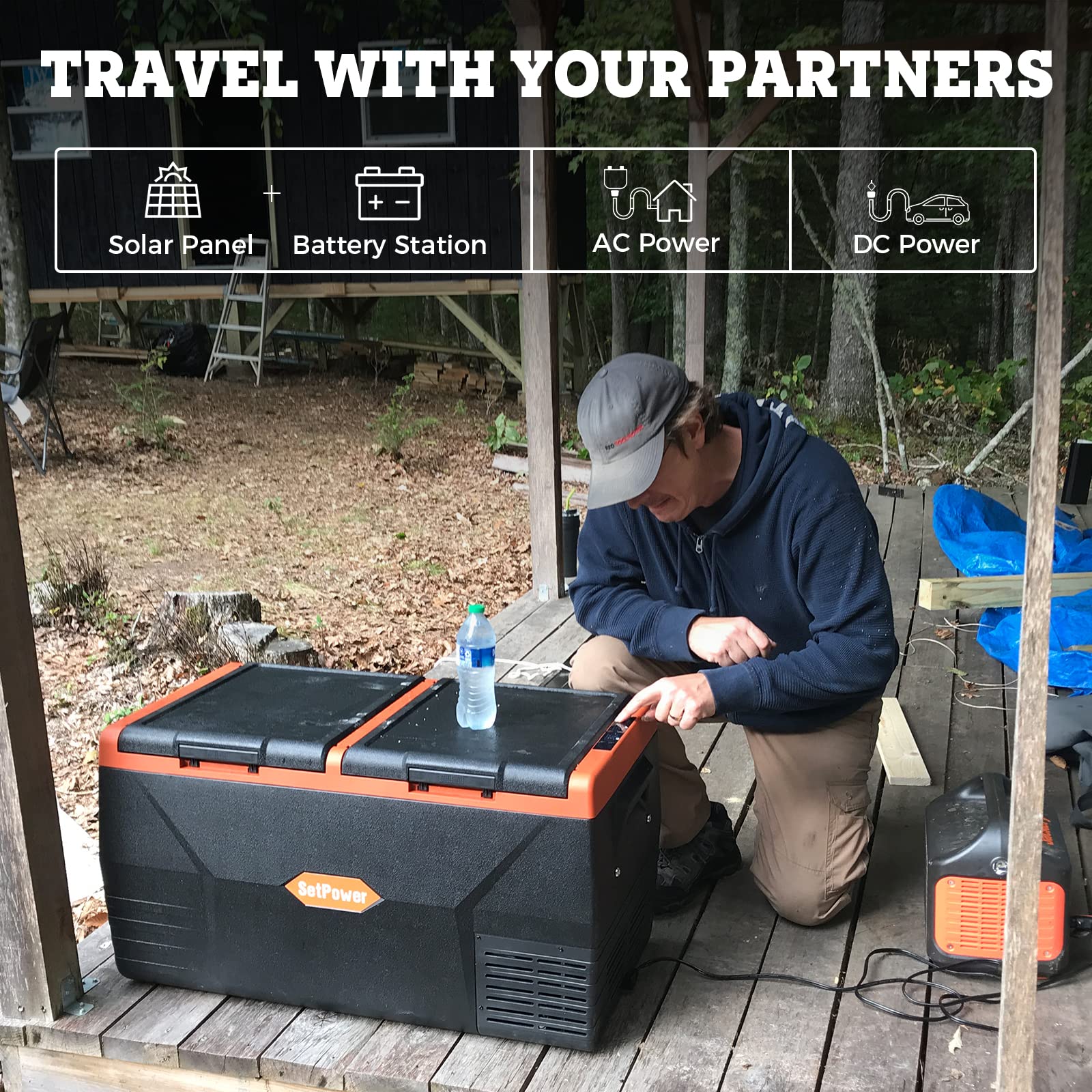 Setpower TC75 Portable Fridge Freezer with DC Converter,80QT Dual Zone Portable refrigerator for Car,12-volt Refrigerator, Electric Cooler,Car Freezer for Outdoor Camping Overlanding Truck RV SUV Van