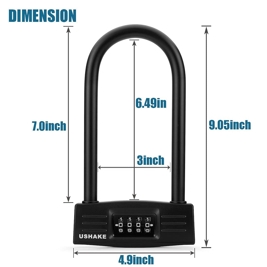USHAKE Combination U Lock + Bike Water Bottle Cages