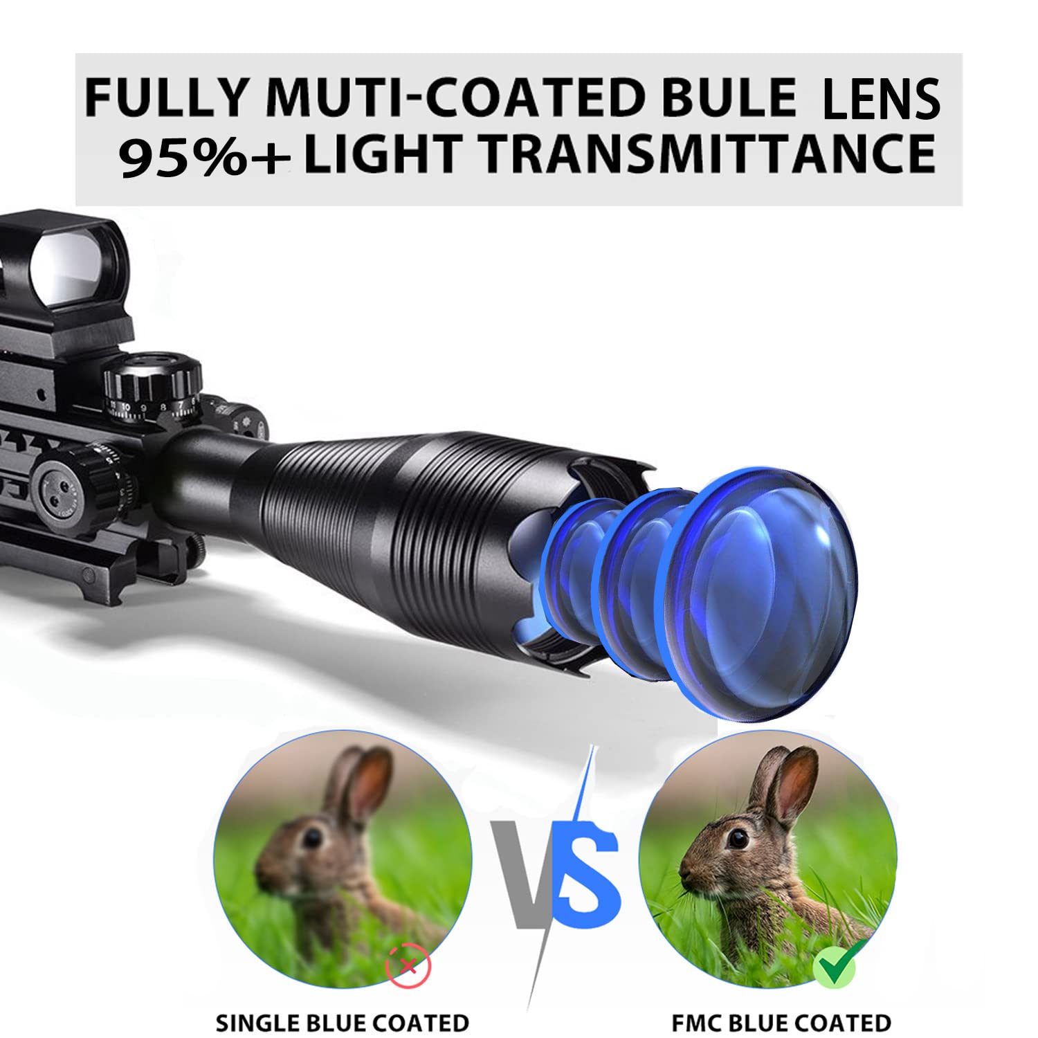 Rifle Scope Combo 4-16x50EG Dual Illuminated with Green Laser sight 4 Holographic Reticle Red/Green Dot for Weaver/Rail Mount