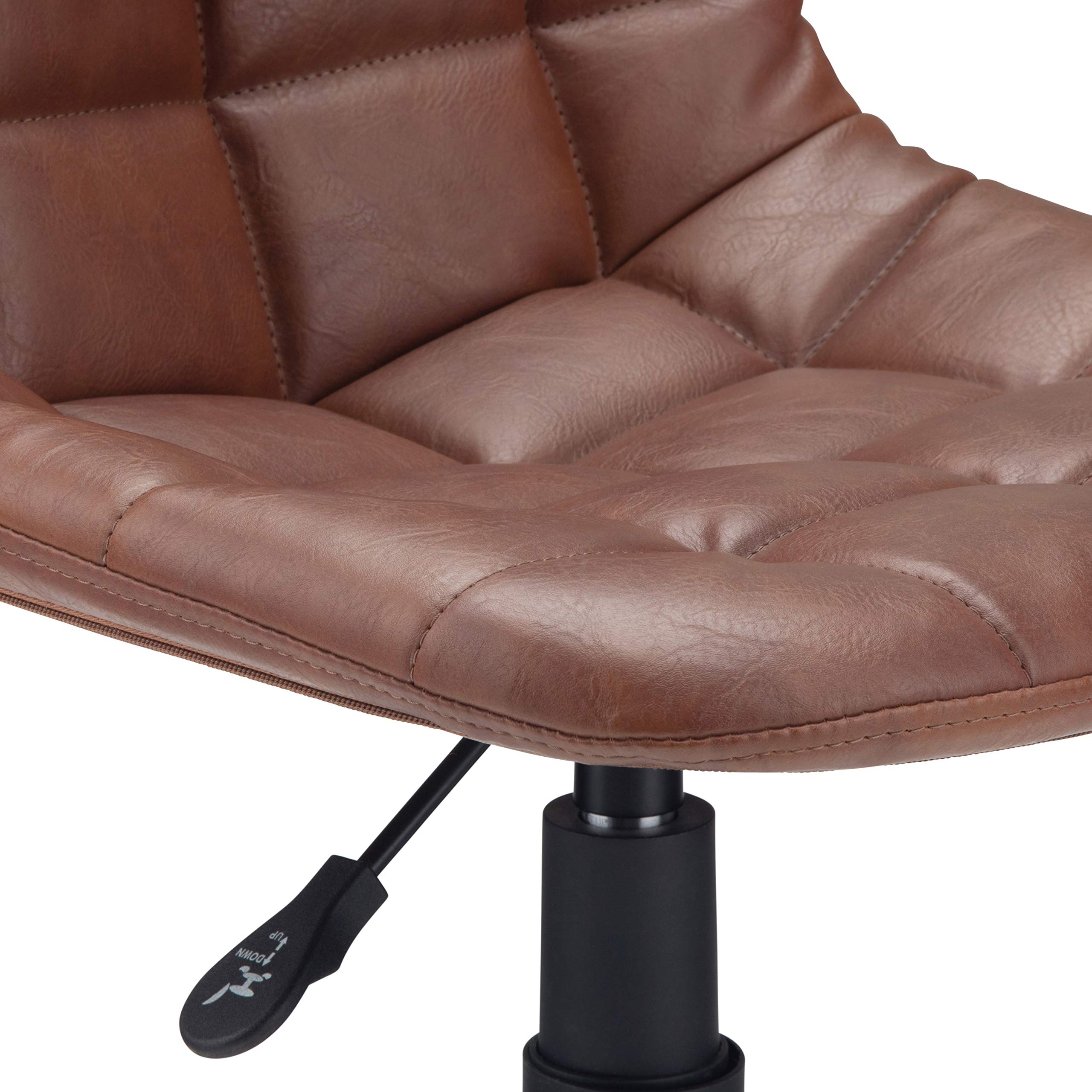 SIMPLIHOME Goodwin Swivel Adjustable Executive Computer Office Chair in Distressed Cognac Faux Leather, for the Office and Study, Contemporary