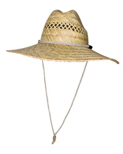 SUN and FUN - Happy Styles Men's Straw Outback Lifeguard Sun Hat with Wide Brim (Natural), Large