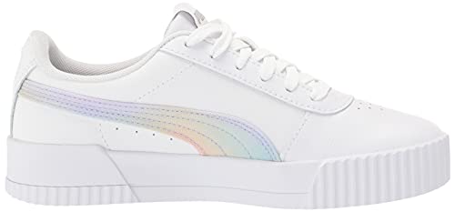 PUMA Carina Sneaker White Silver, 6 US Unisex Big Kid