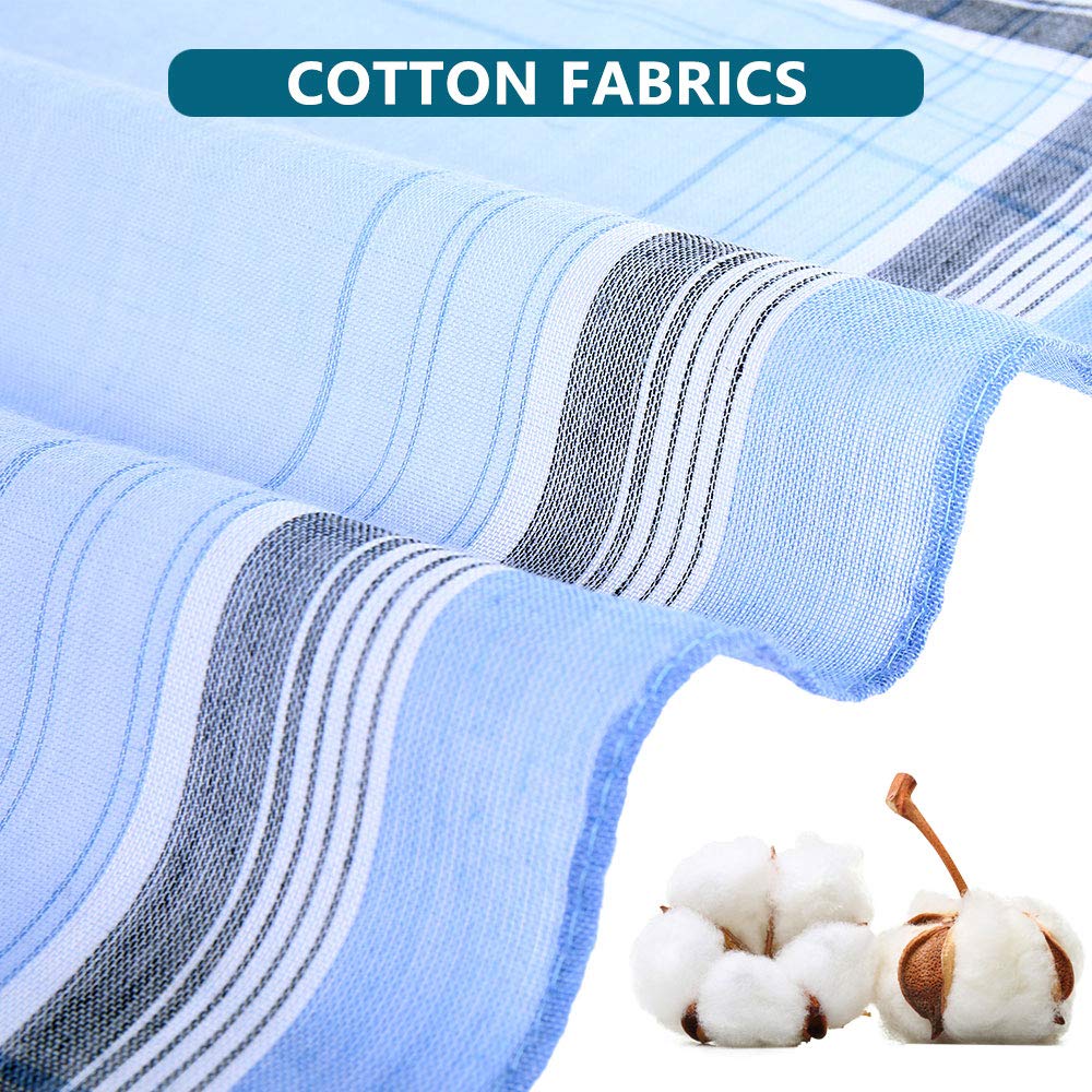 uywapvt 12Pcs Cotton Men Handkerchiefs, 15β x 15" Coloured Stripe 100% Soft Cotton Mens Handkerchiefs Checkered Pattern Pocket Square Hankies Gift for Gentleman Father Male Friend