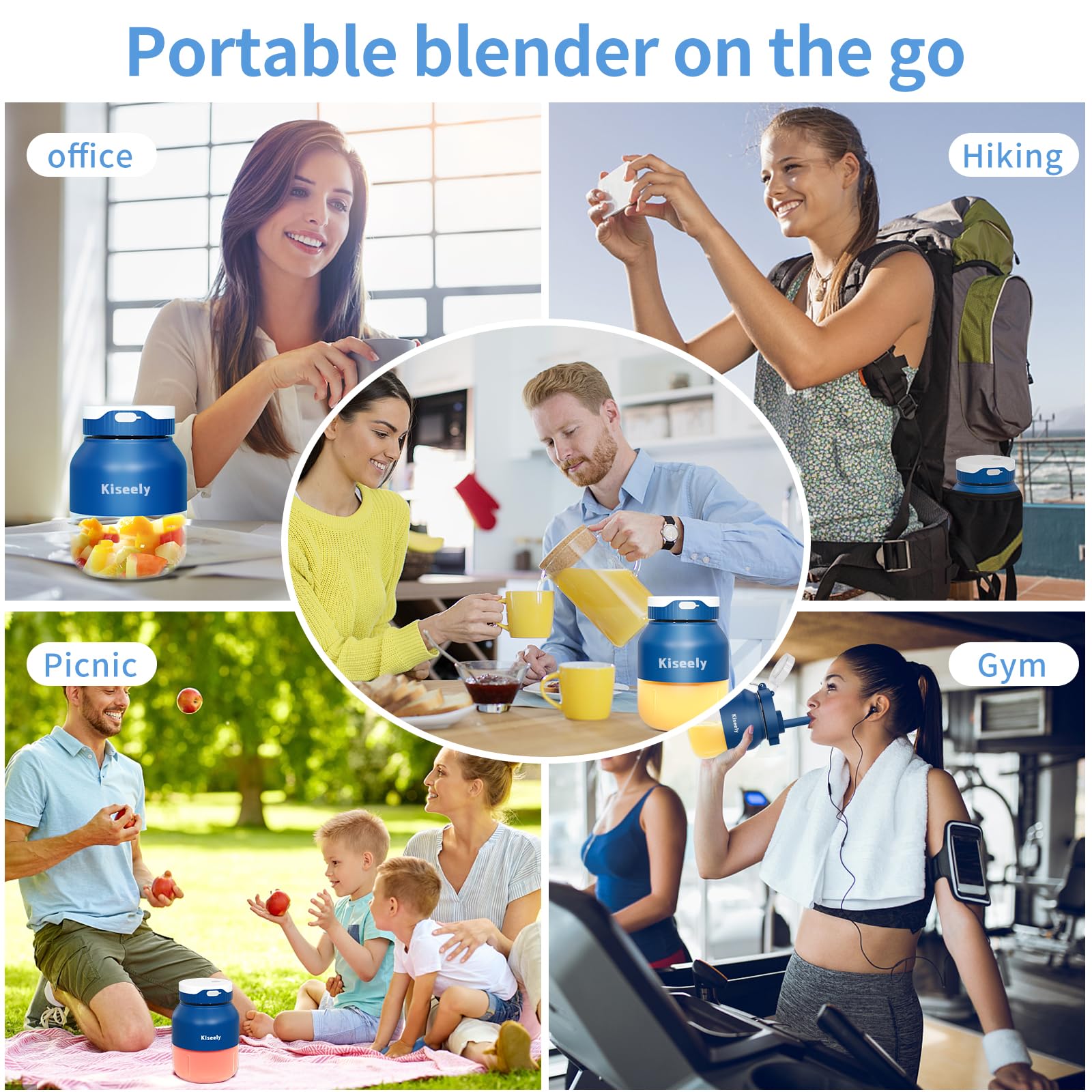 Portable Blender, Travel Juice Blender for Smoothies & Shakes, 34oz Fruit Mixer with Rechargeable Batteries, Bottle Blender for Kitchen, Home, Gym (34oz, Green)