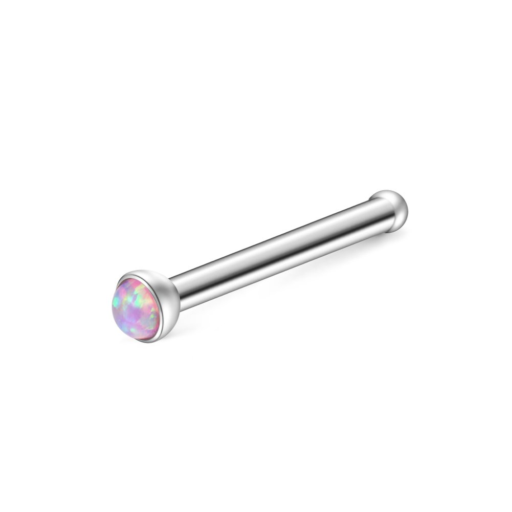 Ruifan 4PCS 20G 316L Surgical Steel 1.5mm Jeweled Mix Color Opal Nose Bone Studs Rings Pin Piercing Jewelry