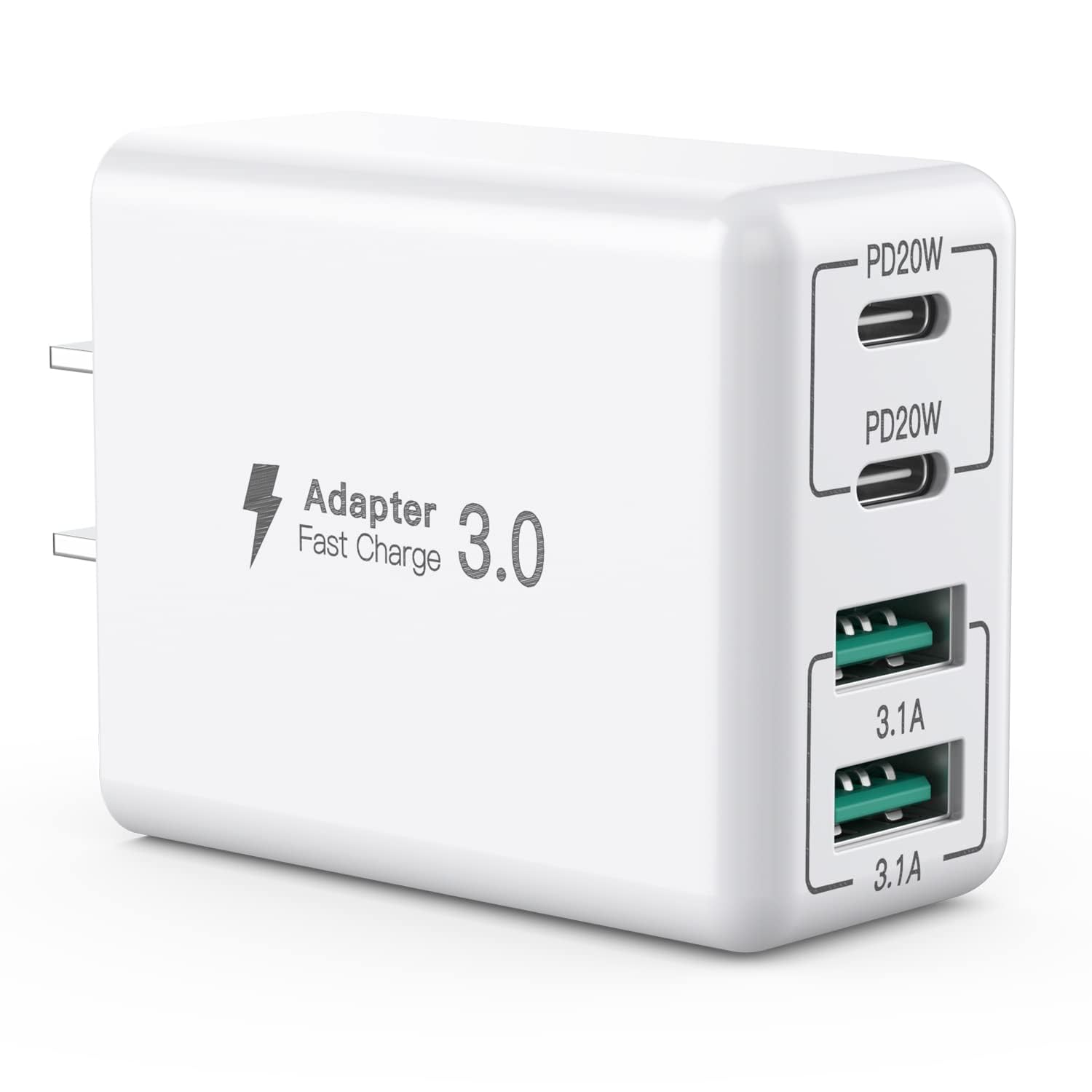 USB C Wall Charger, 40W 4-Port USB C Charger Block, Fast Charging Block Dual Port PD+QC Wall Plug Multiport Type C Compatible with iPhone 14/13/12/11/Pro Max/XS/XR/8/7/Samsung Phone, Tablet