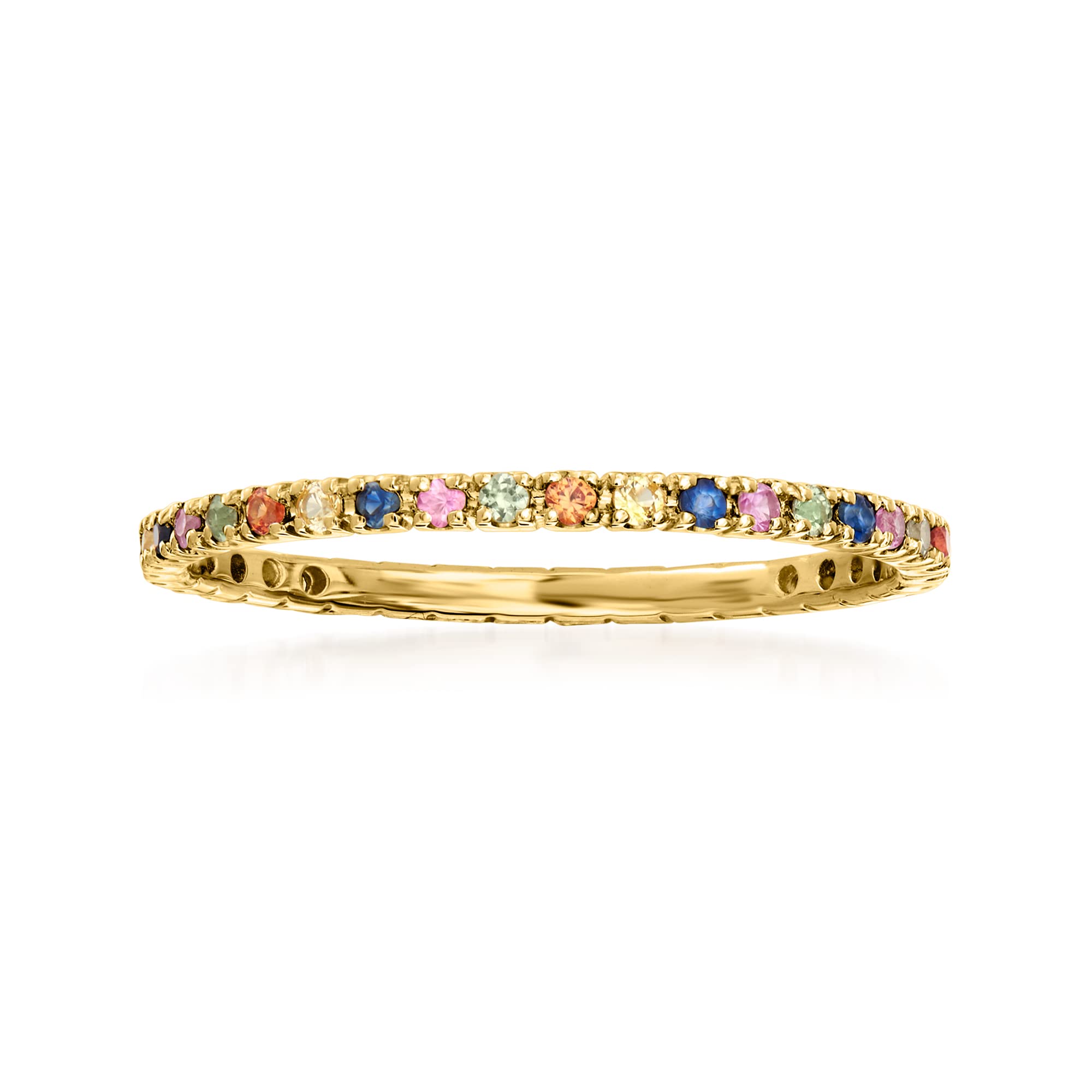 Ross-Simons RS Pure 0.42 ct. t.w. Multicolored Sapphire Eternity Band in 14kt Yellow Gold. Size 6