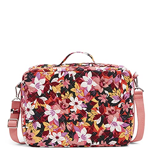 Vera Bradley Women's Cotton Grand Vanity Toiletry Makeup Organizer Case, Rosa Floral - Recycled Cotton, One Size
