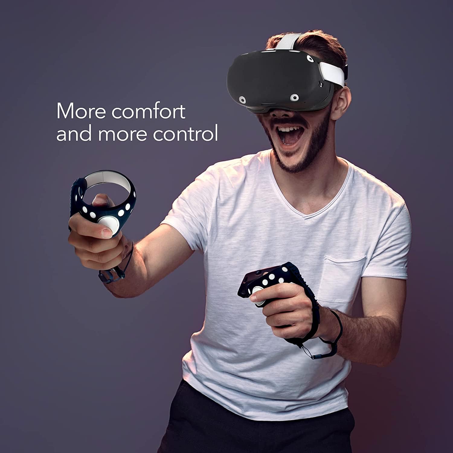 Wasserstein Silicone Skin Set Compatible with Meta/Oculus Quest 2 - Includes Meta/Oculus Quest 2 Accessories - Controller Grip Shells, Sweatproof Face Cover, Protective Lens Cover, Wrist Straps -