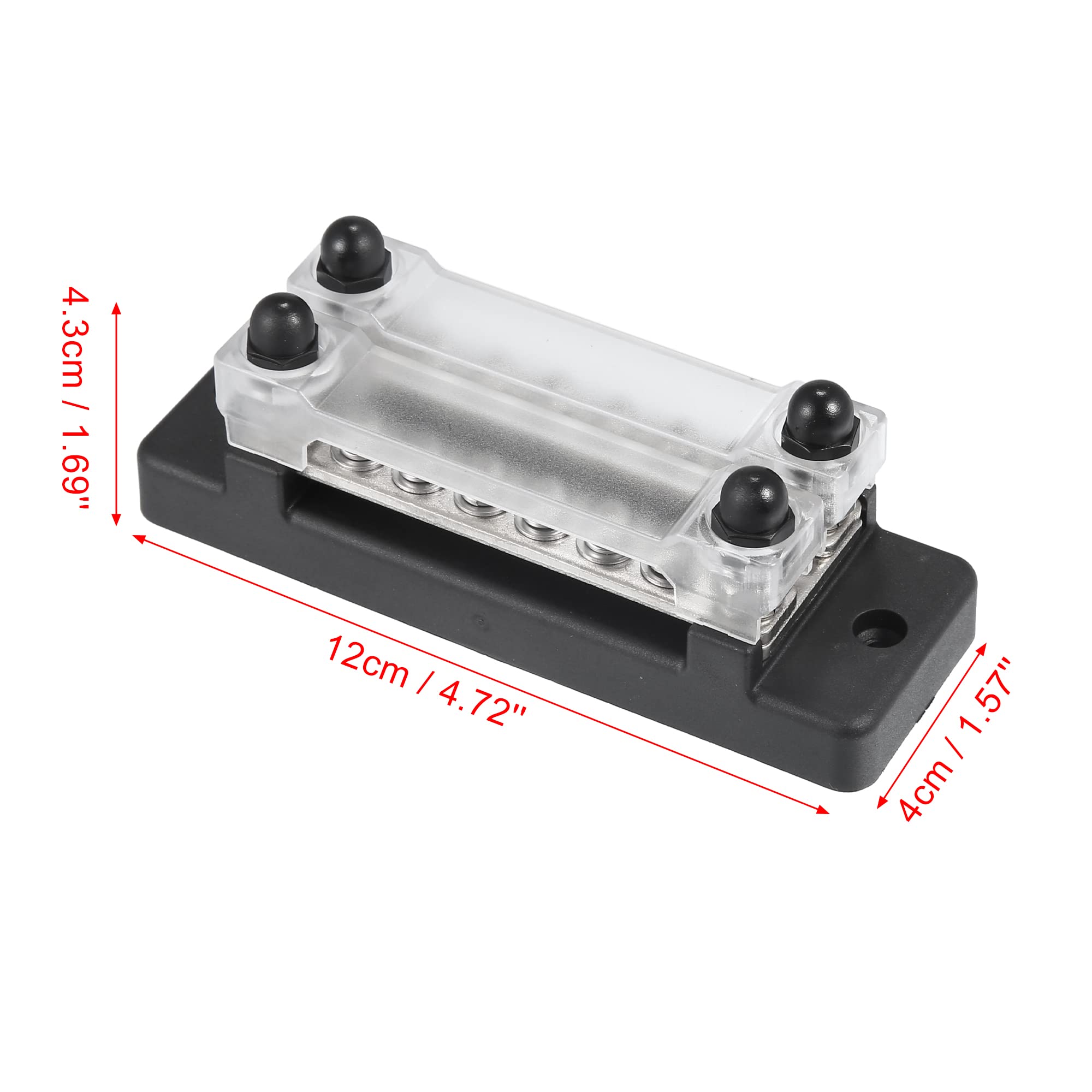 X AUTOHAUX Dual 6 Way Terminal Bus Bar Ground Power Distribution Terminal Block Battery Bus Bar 150A Bus Bar Block with Cover for Auto Marine Car